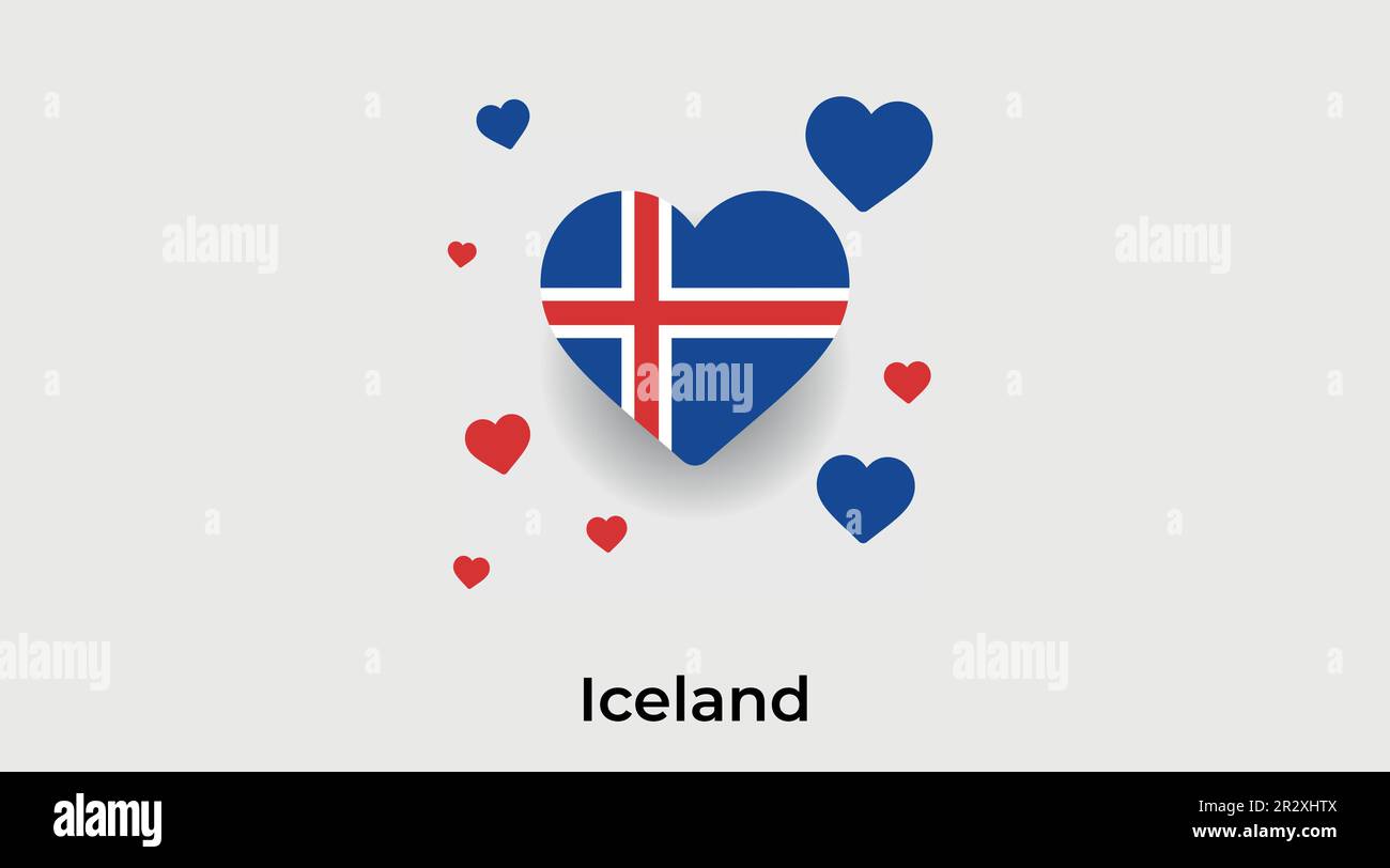 Iceland country heart. Love Iceland national flag vector illustration ...