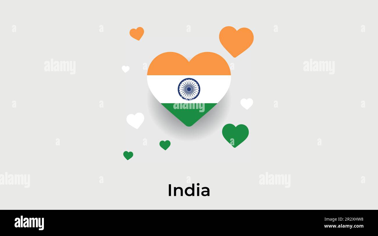 India country heart. Love India national flag vector illustration Stock ...