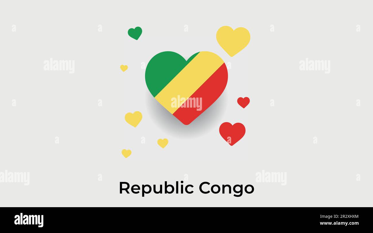 Republic Congo Country Heart Love Republic Congo National Flag Vector