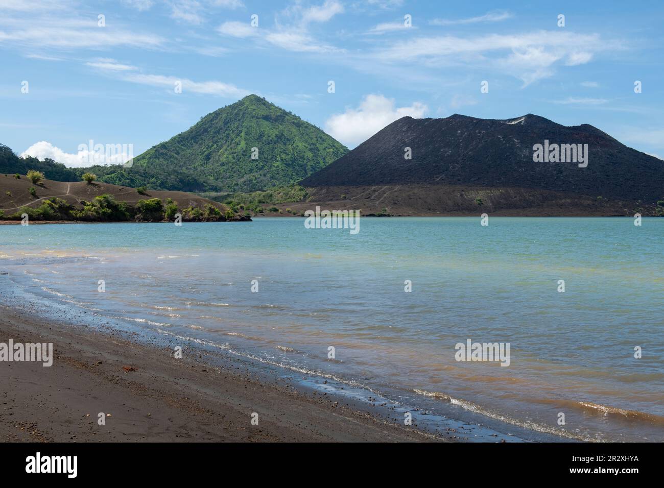 Papua New Guinea, New Britain Island, Rabaul, Hot Springs. Black sand ...