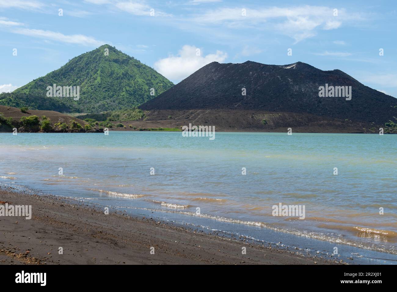 Papua New Guinea, New Britain Island, Rabaul, Hot Springs. Black sand ...