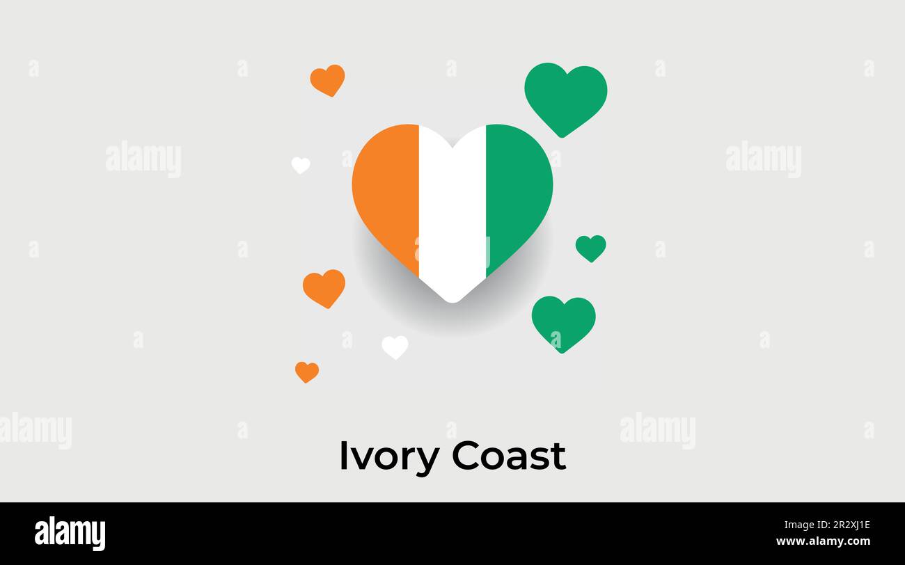 Ivory Coast country heart. Love Ivory Coast national flag vector ...