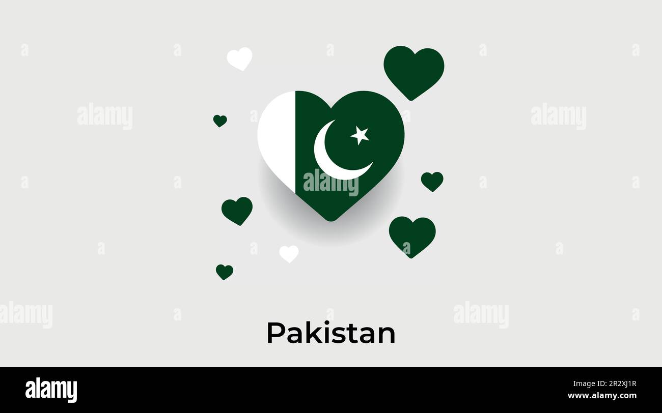 Pakistan country heart. Love Pakistan national flag vector illustration ...