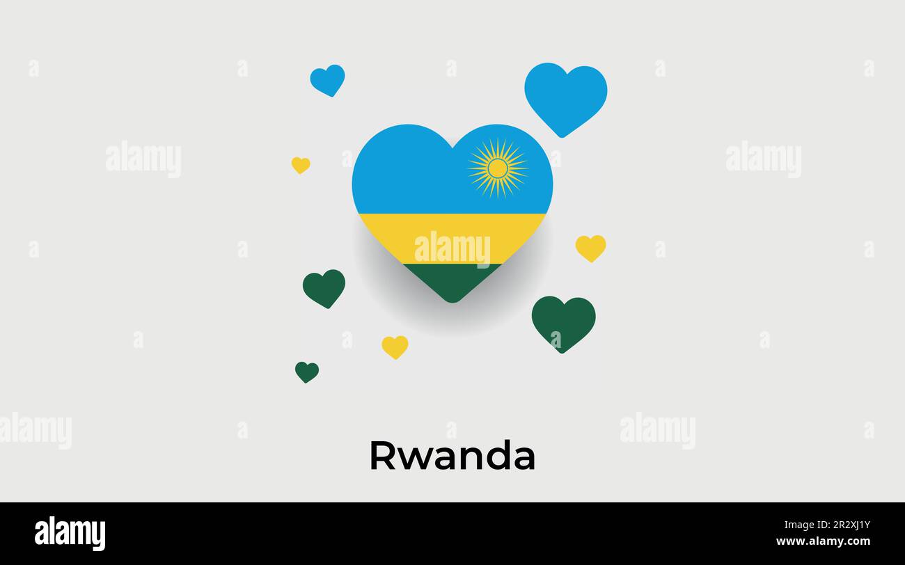 Rwanda country heart. Love Rwanda national flag vector illustration ...