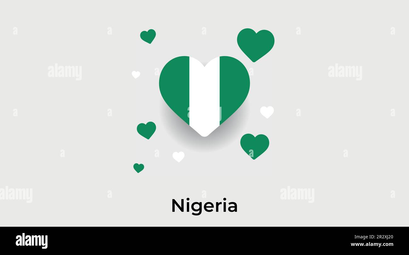Nigeria country heart. Love Nigeria national flag vector illustration ...