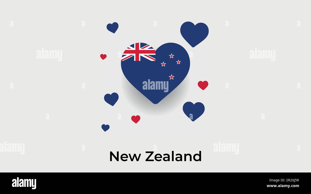 New Zealand country heart. Love New Zealand national flag vector ...