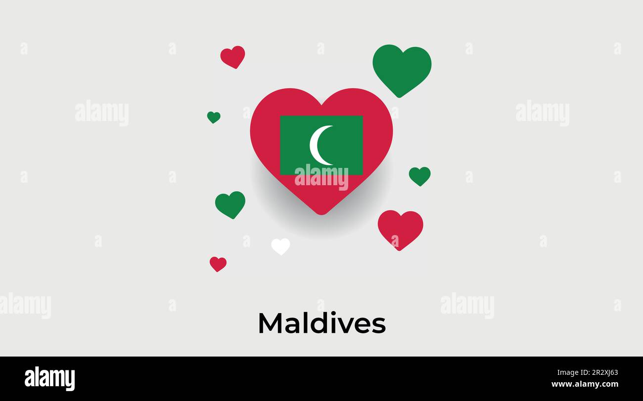Maldives country heart. Love Maldives national flag vector illustration ...
