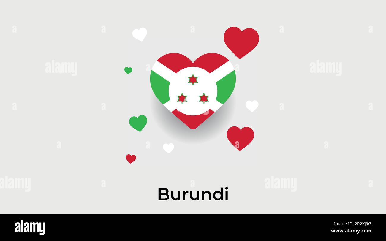 Burundi Country Heart Love Burundi National Flag Vector Illustration