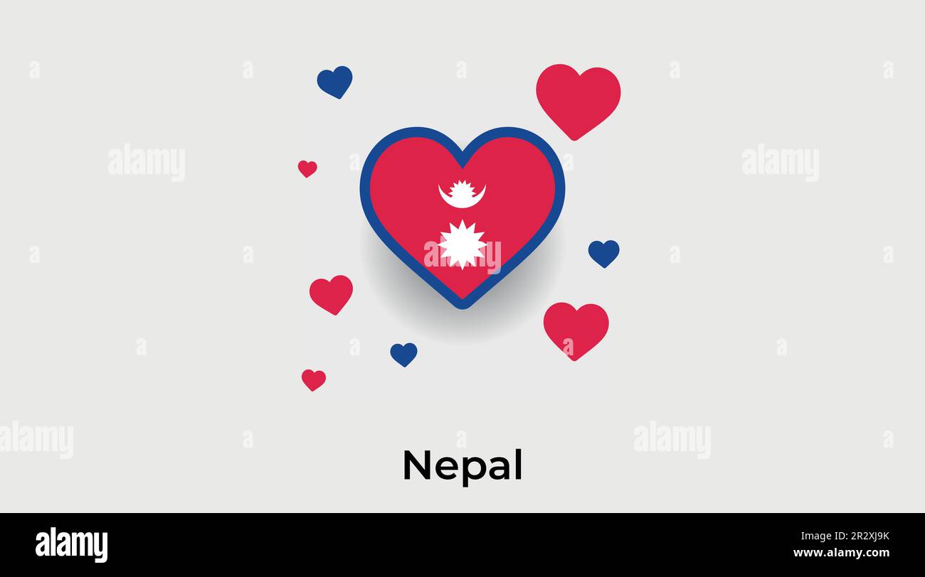 Nepal country heart. Love Nepal national flag vector illustration Stock ...