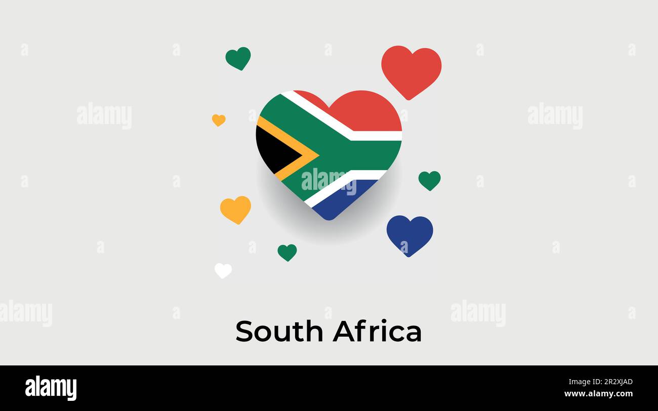 South Africa Country Heart Love South Africa National Flag Vector