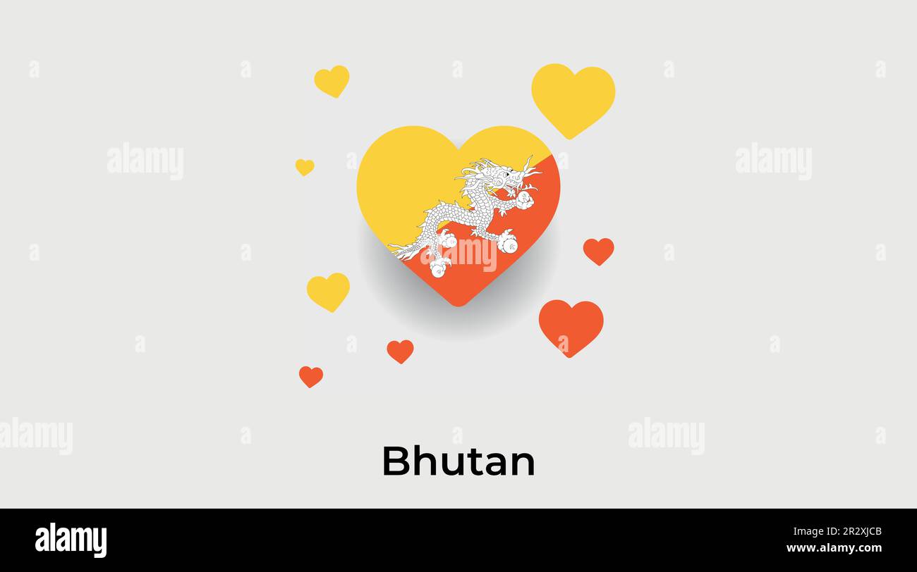 Bhutan country heart. Love Bhutan national flag vector illustration ...