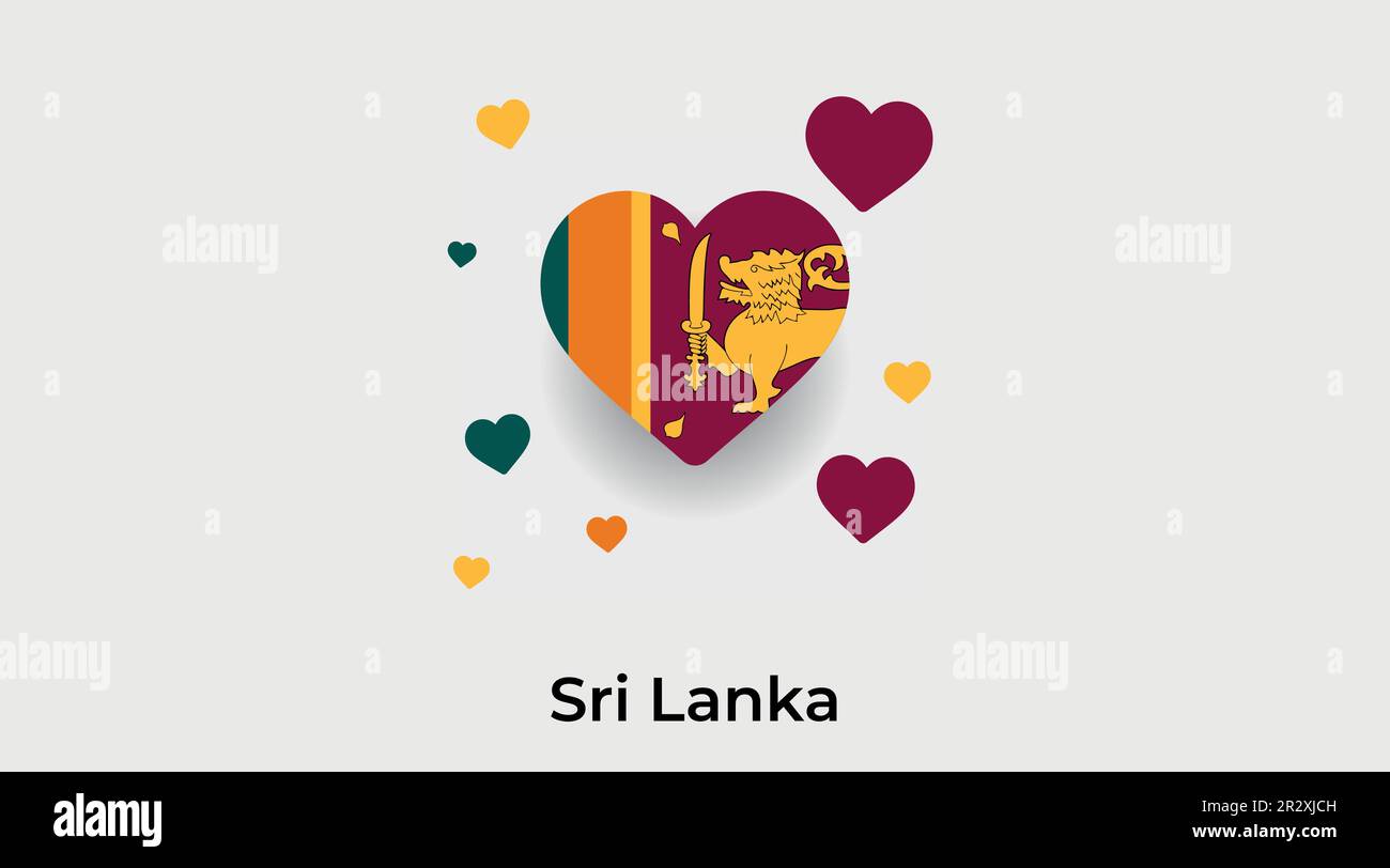 Sri Lanka Country Heart Love Sri Lanka National Flag Vector