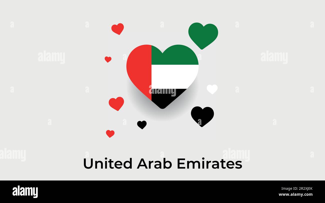 United Arab Emirates Country Heart Love United Arab Emirates National Flag Vector Illustration