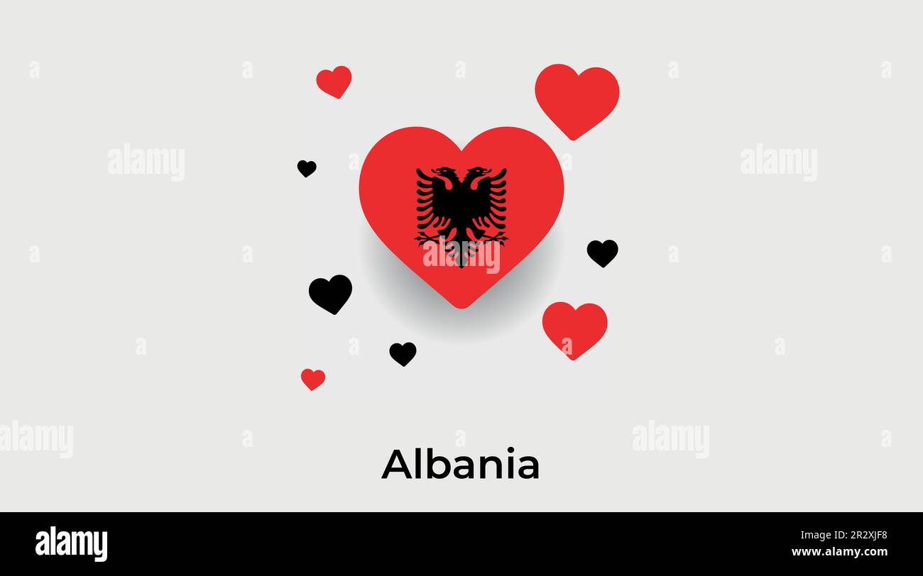 Albania country heart. Love Albania national flag vector illustration ...