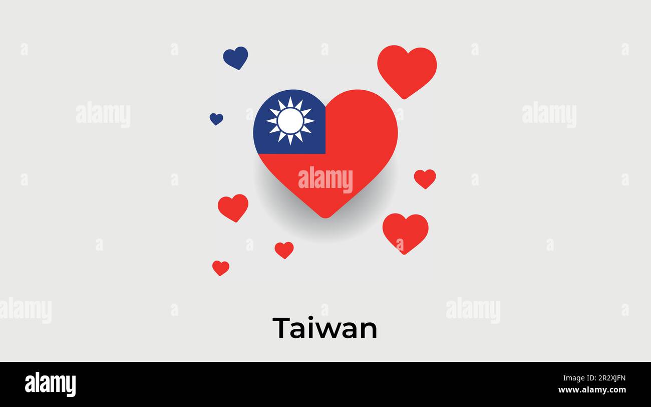 Taiwan country heart. Love Taiwan national flag vector illustration ...