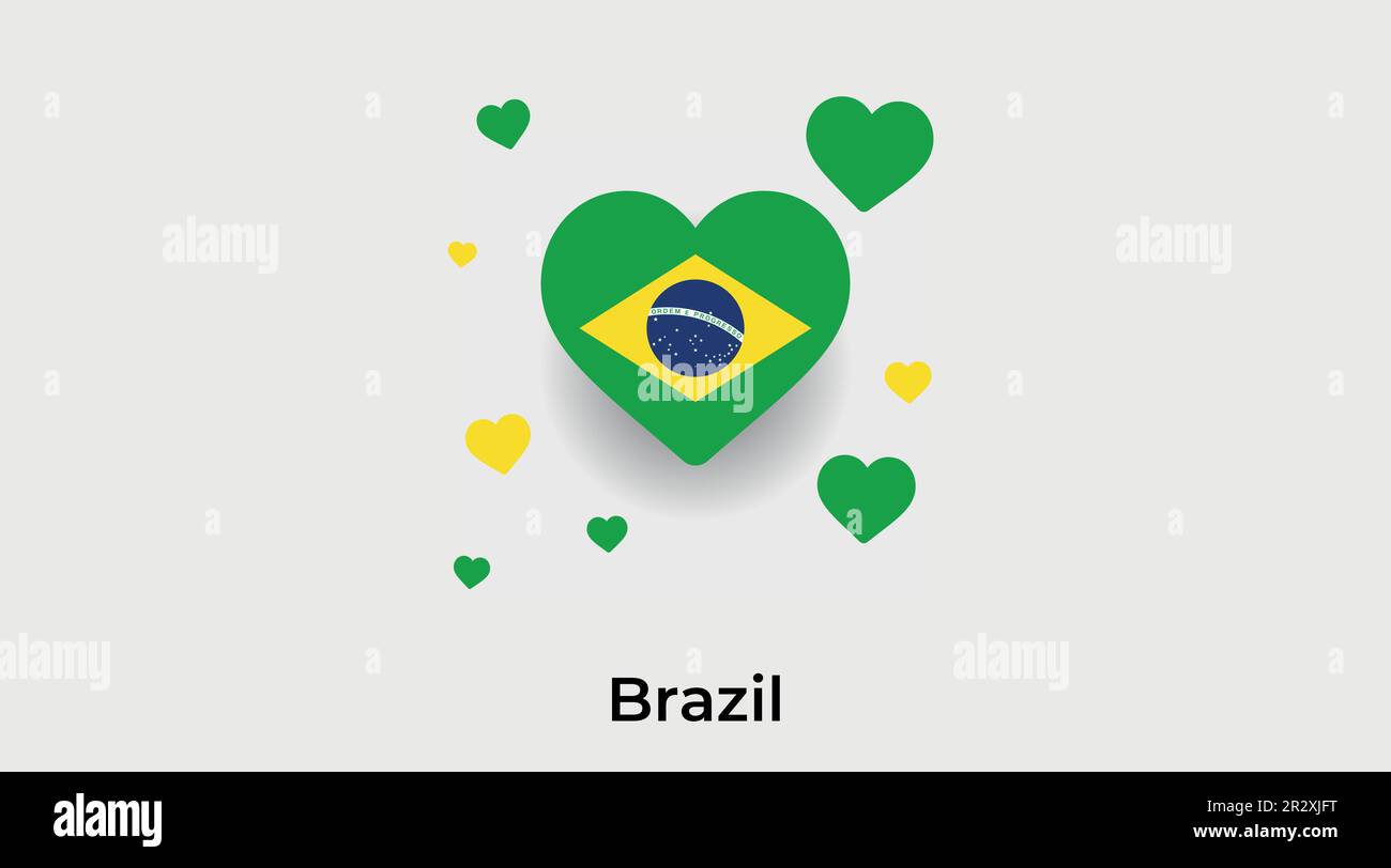 Brazil country heart. Love Brazil national flag vector illustration ...