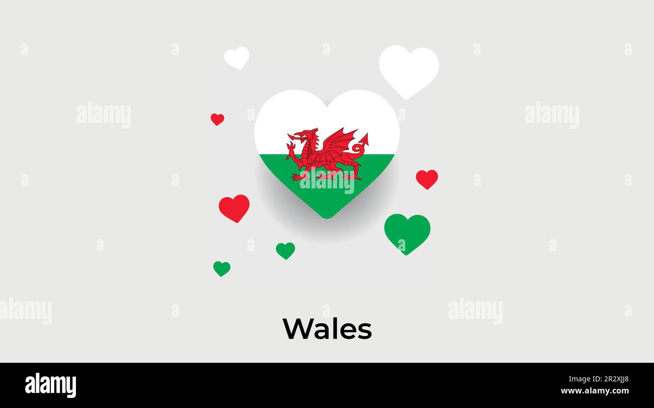 Wales country heart. Love Wales national flag vector illustration Stock ...