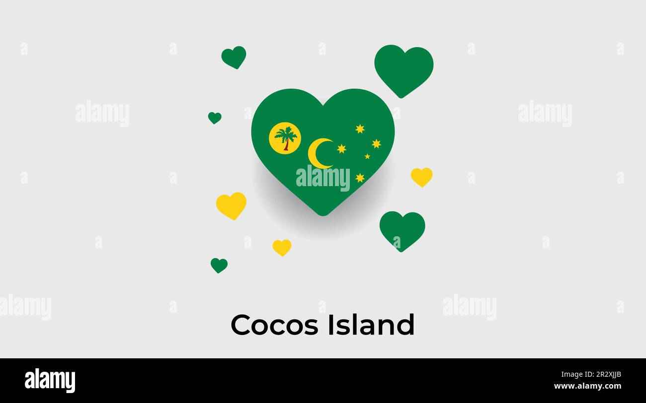 Cocos Island country heart. Love Cocos Island national flag vector ...