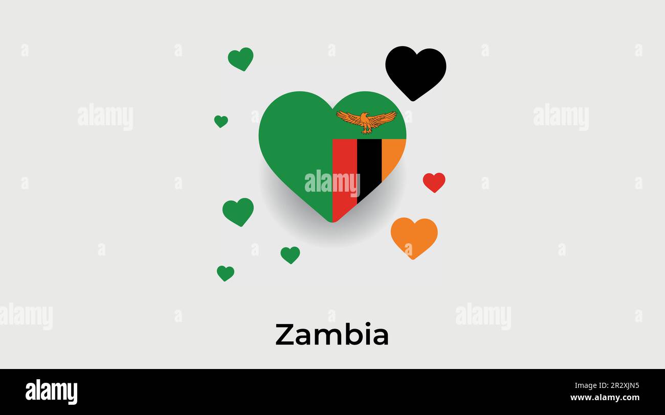 Zambia country heart. Love Zambia national flag vector illustration ...