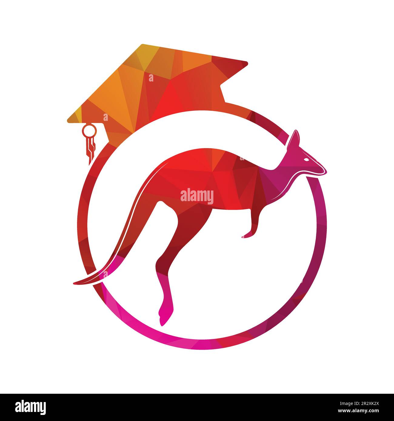Kangaroo jumping logo template vector illustration inside a shape of ...