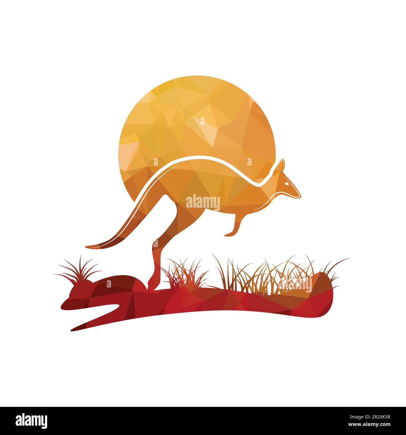 Kangaroo jumping logo template vector illustration with sun icon and ...