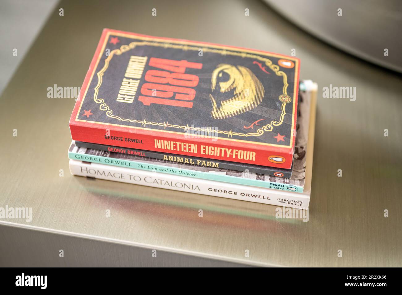 Calgary, Alberta - May 19, 2023: stack of George Orwell books on a ...