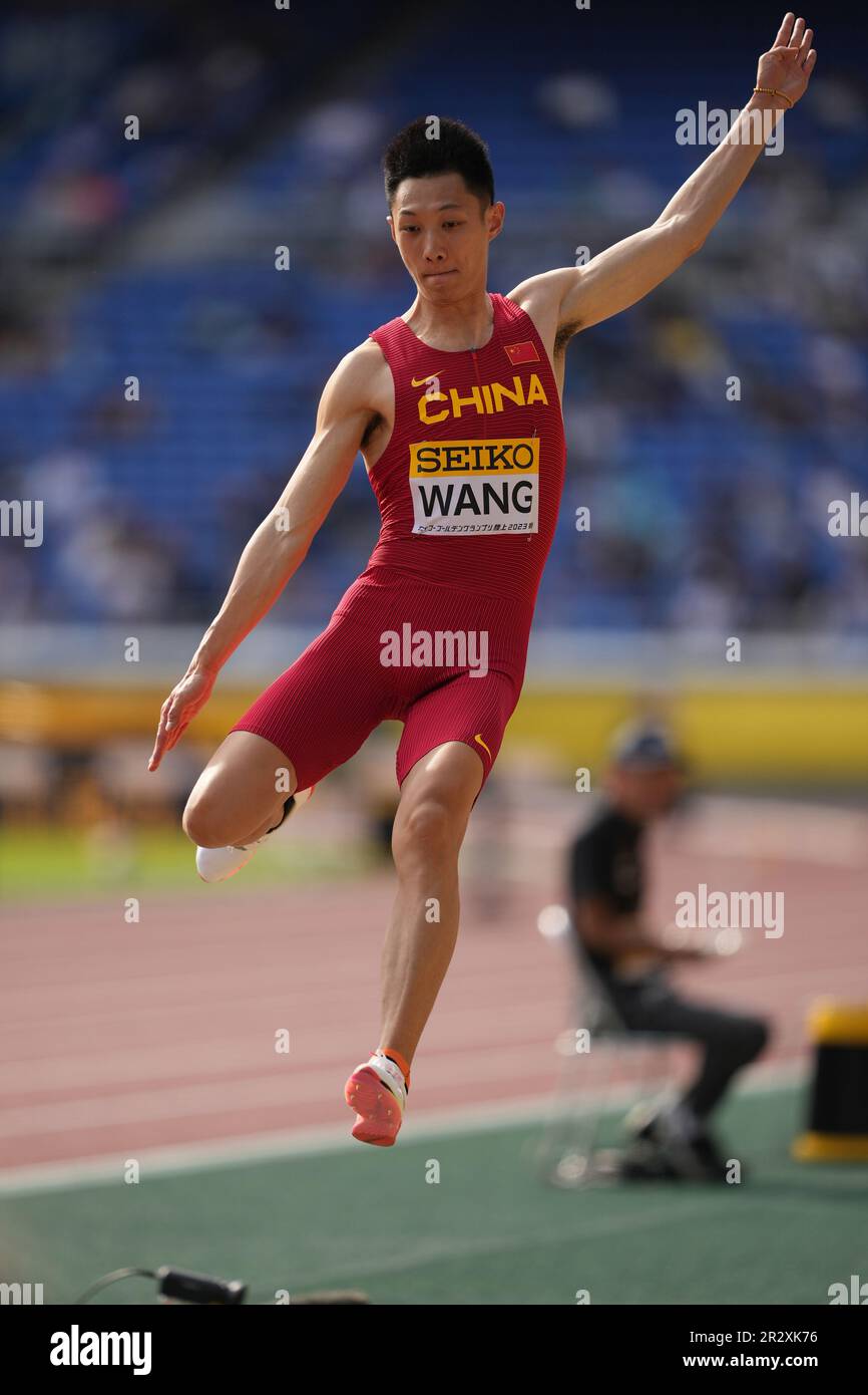 Jianan Wang (CHN) places second in the long jump at 26-11 3/4 (8.22m) in the Seiko Golden Grand ...