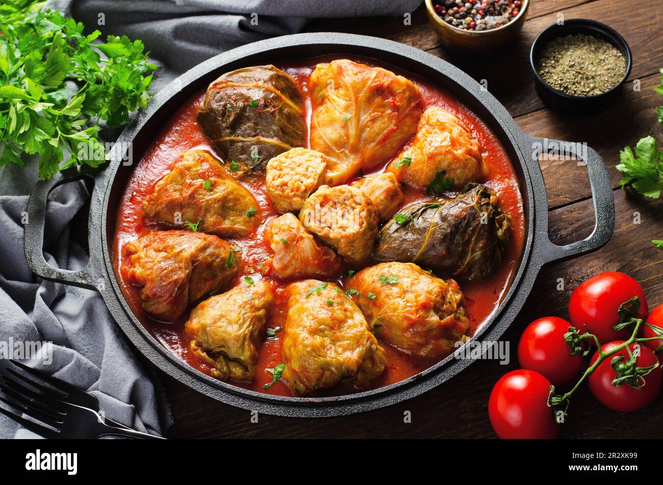 Homemade Cabbage rolls with meat, rice and vegetables. Stuffed cabbage ...