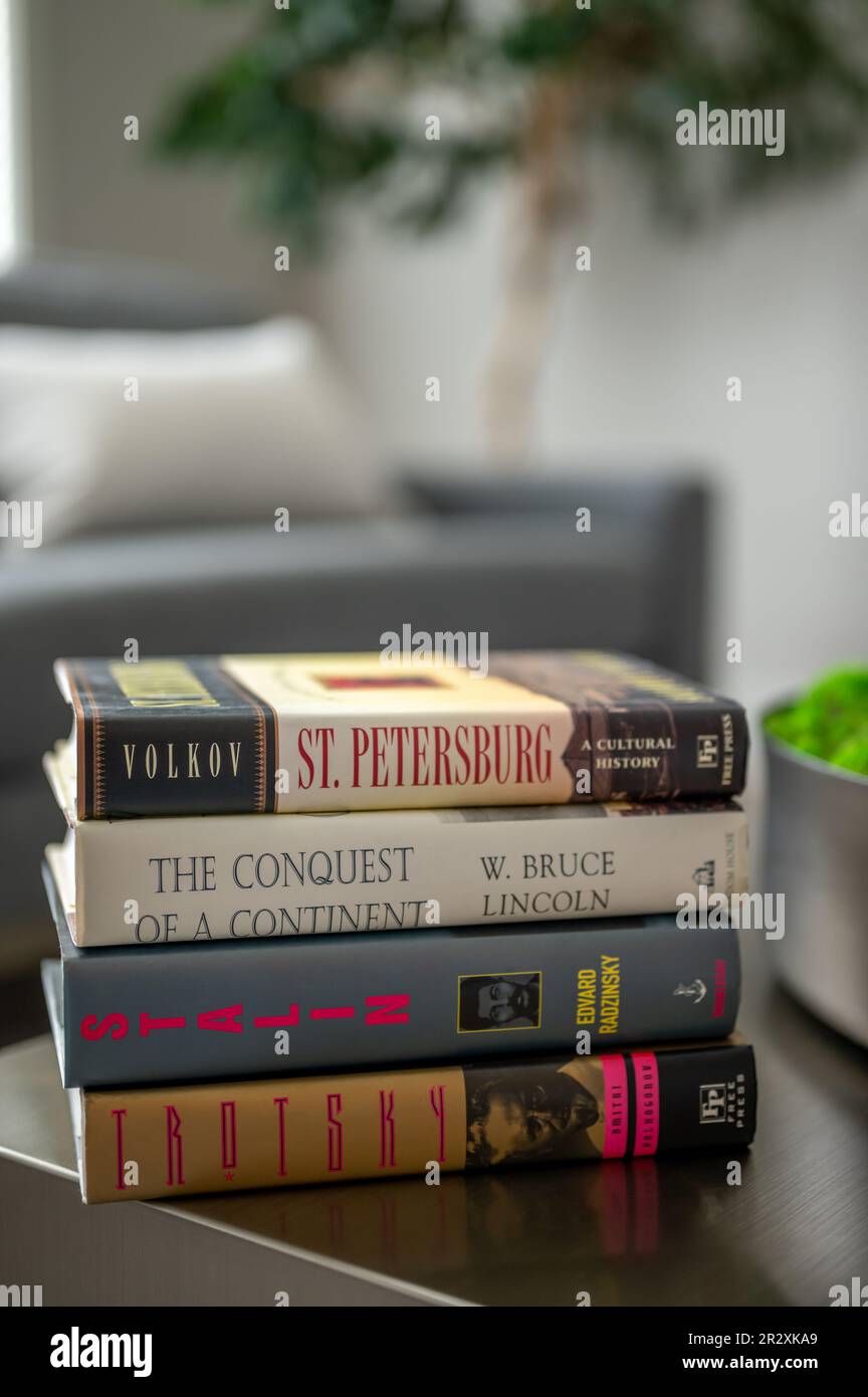 Calgary, Alberta - May 20, 2023: Stack of Russsian history books on a ...