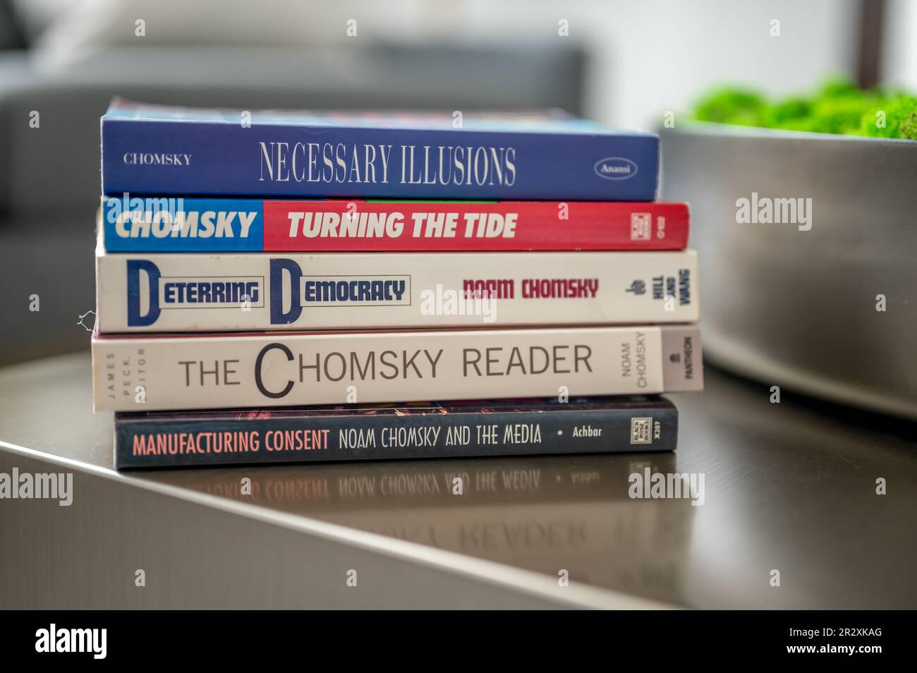 Calgary, Alberta - May 20, 2023: Stack of Noam Chomsky books on a table ...