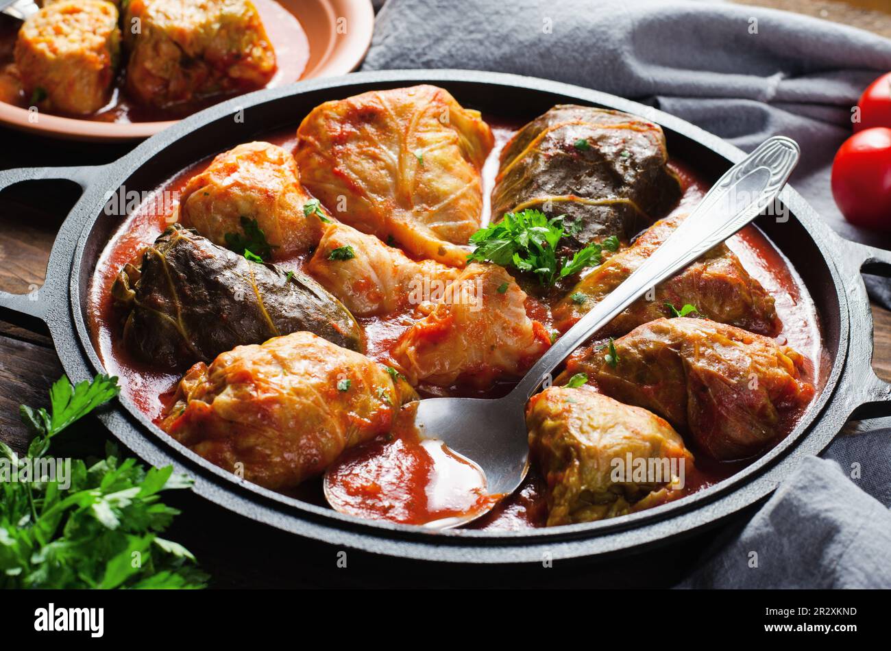 Homemade Cabbage rolls with meat, rice and vegetables. Stuffed cabbage ...