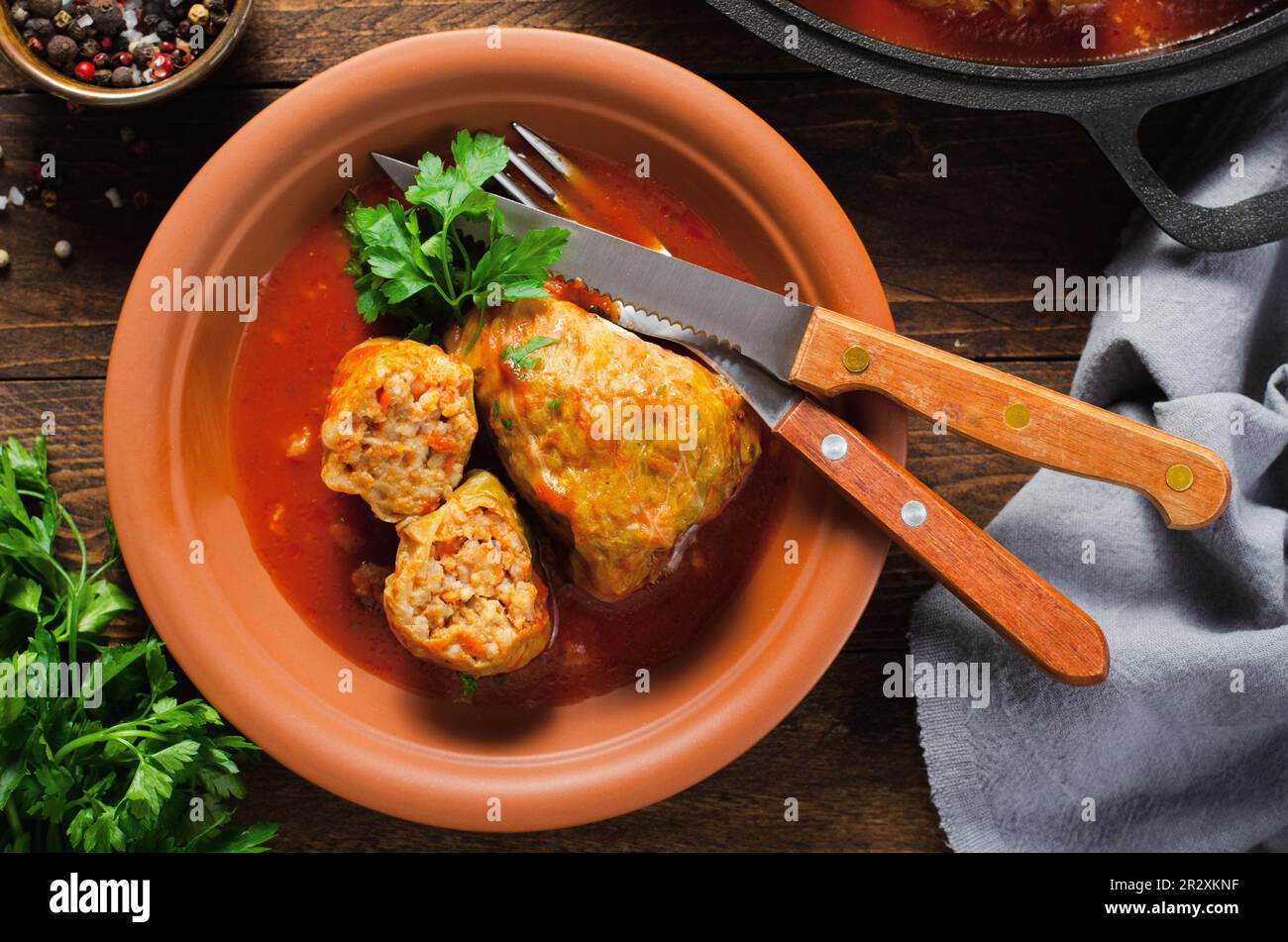Homemade Cabbage rolls with meat, rice and vegetables. Stuffed cabbage ...