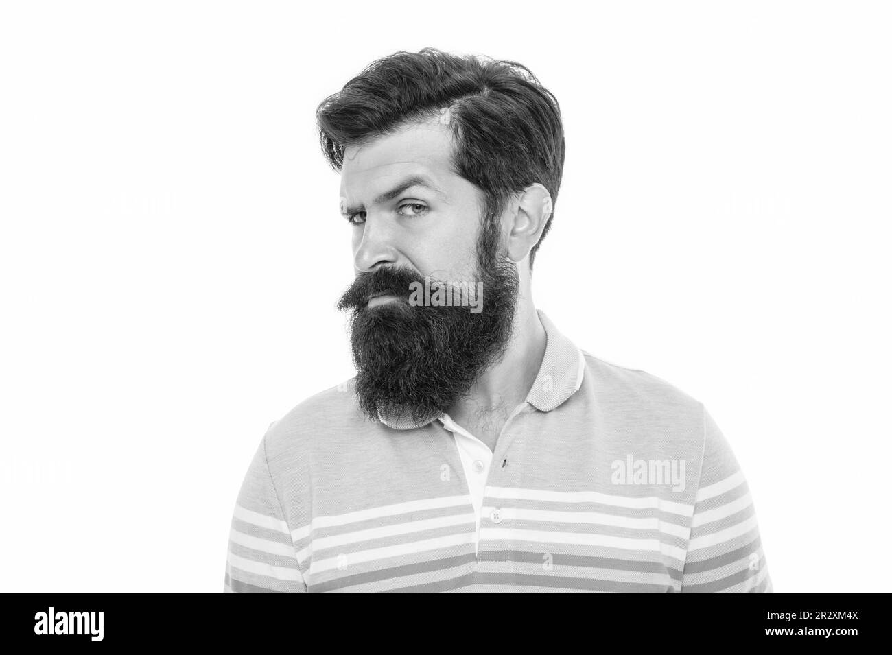 Bearded man portrait. Serious man with bearded and moustached face ...