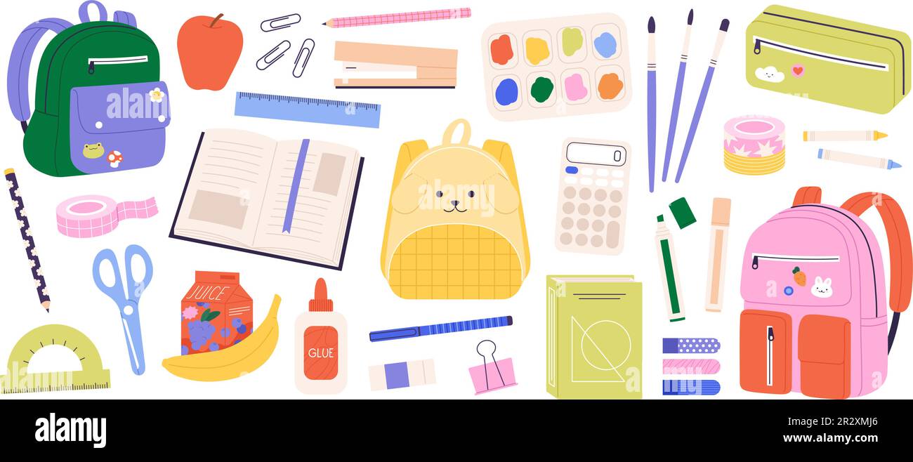Back to school collection, accessories and stationery. Isolated ...