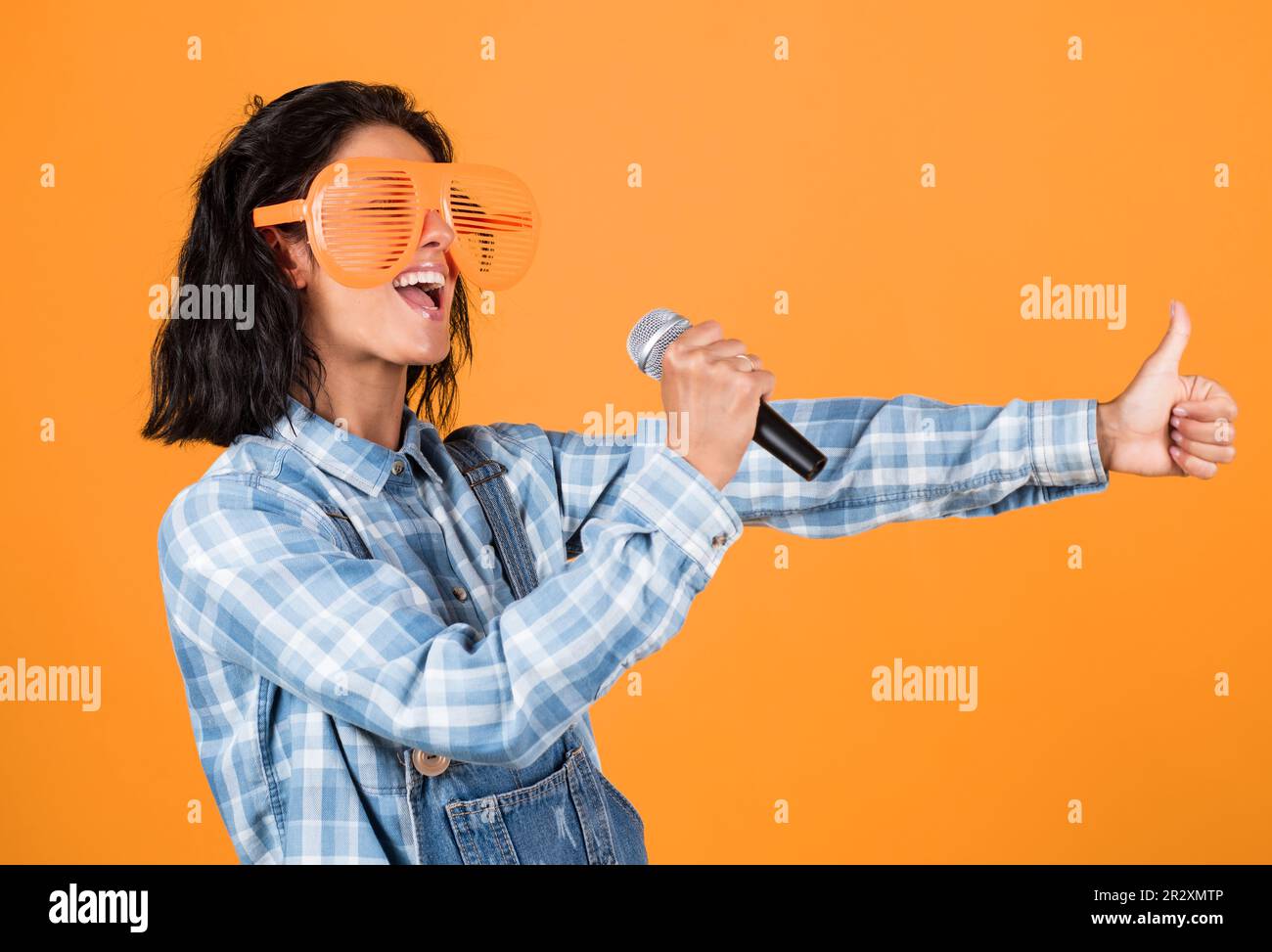 loud anouncement. express human emotions. female singing to music ...