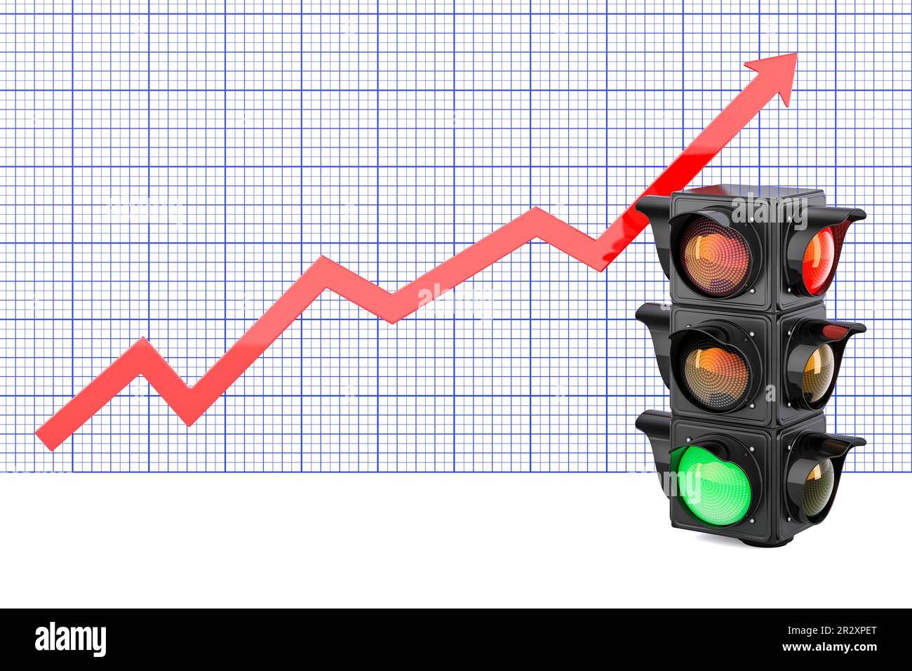 Traffic light with growing chart, 3D rendering Stock Photo - Alamy