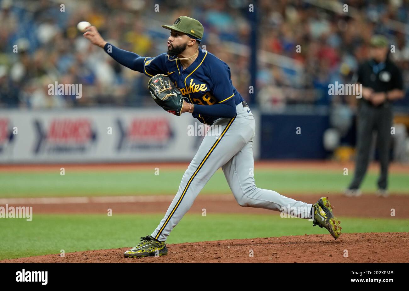 Milwaukee Brewers relief pitcher Devin Williams against the Tampa Bay ...