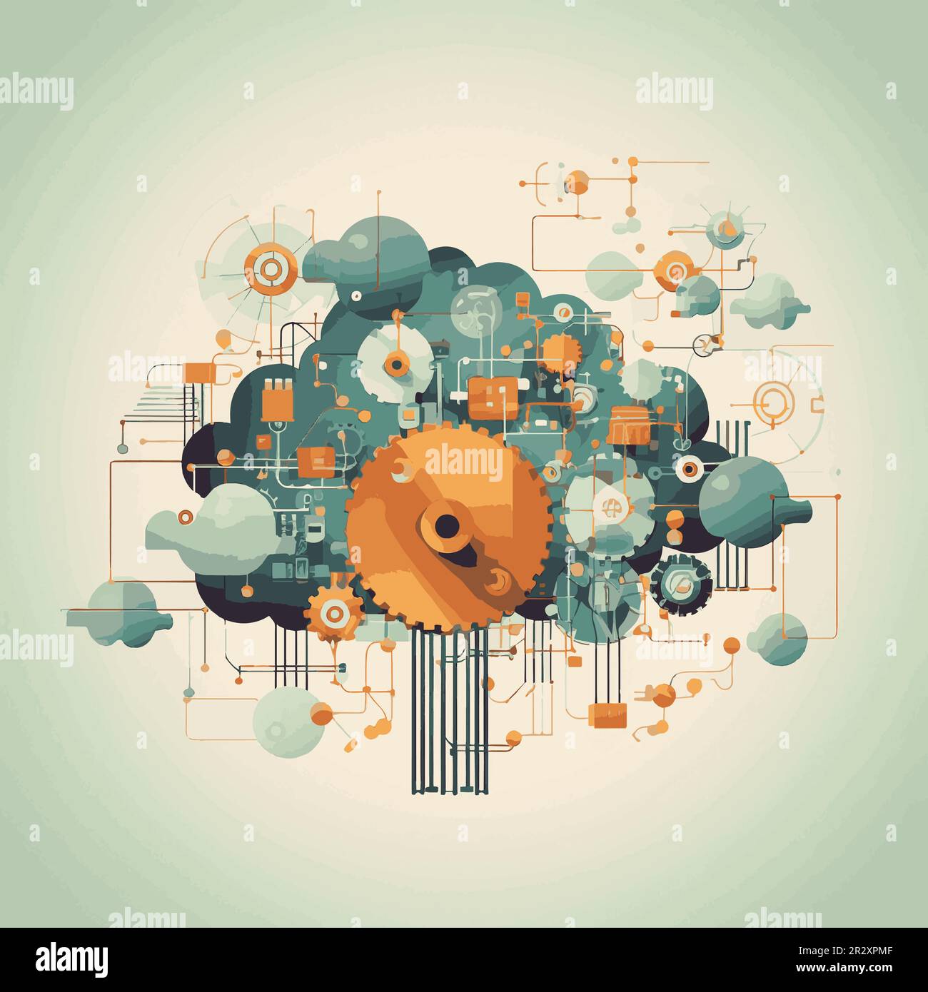 Cloud technology, steampunk cloud, graybackground Stock Vector Image ...