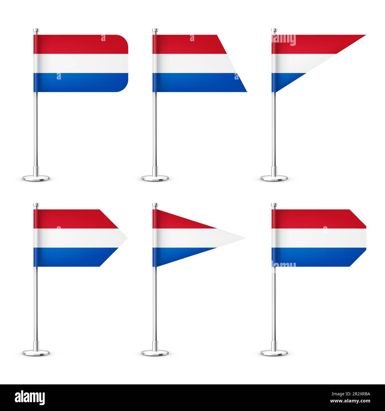 Realistic various Dutch table flags on a chrome steel pole. Souvenir ...