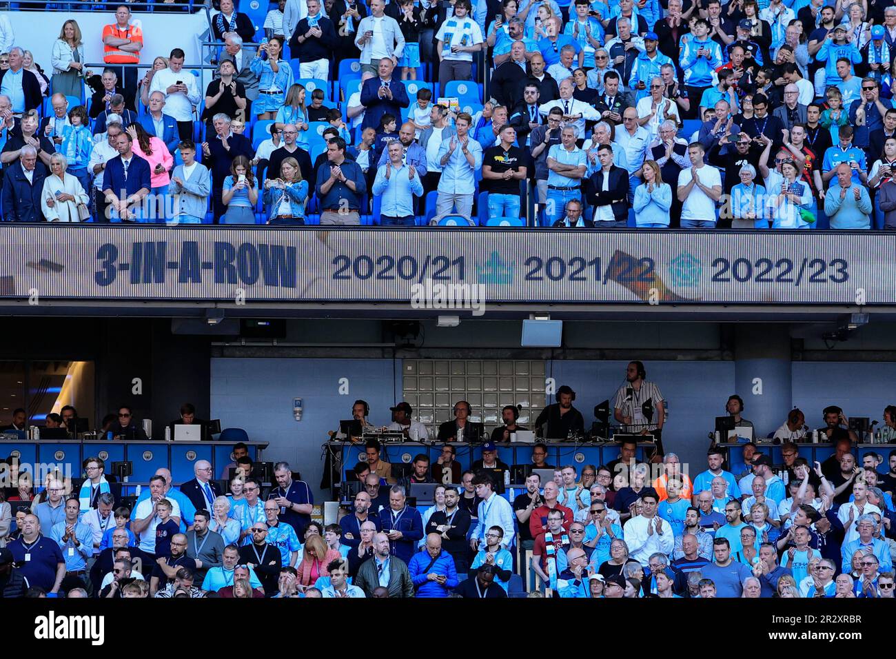 The City LED board celebrates three Premier League titles in a row ...
