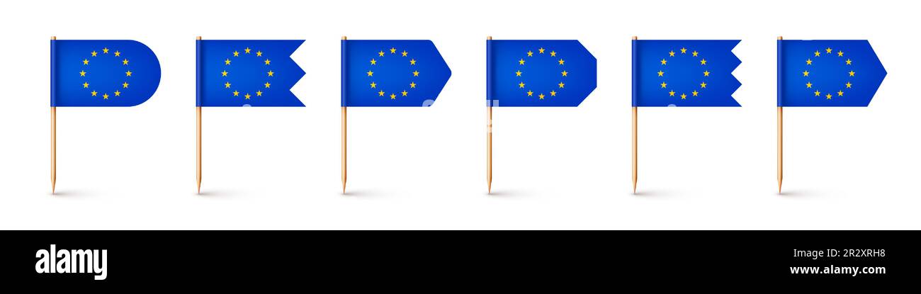 Realistic various European toothpick flags. Souvenir from Europe ...