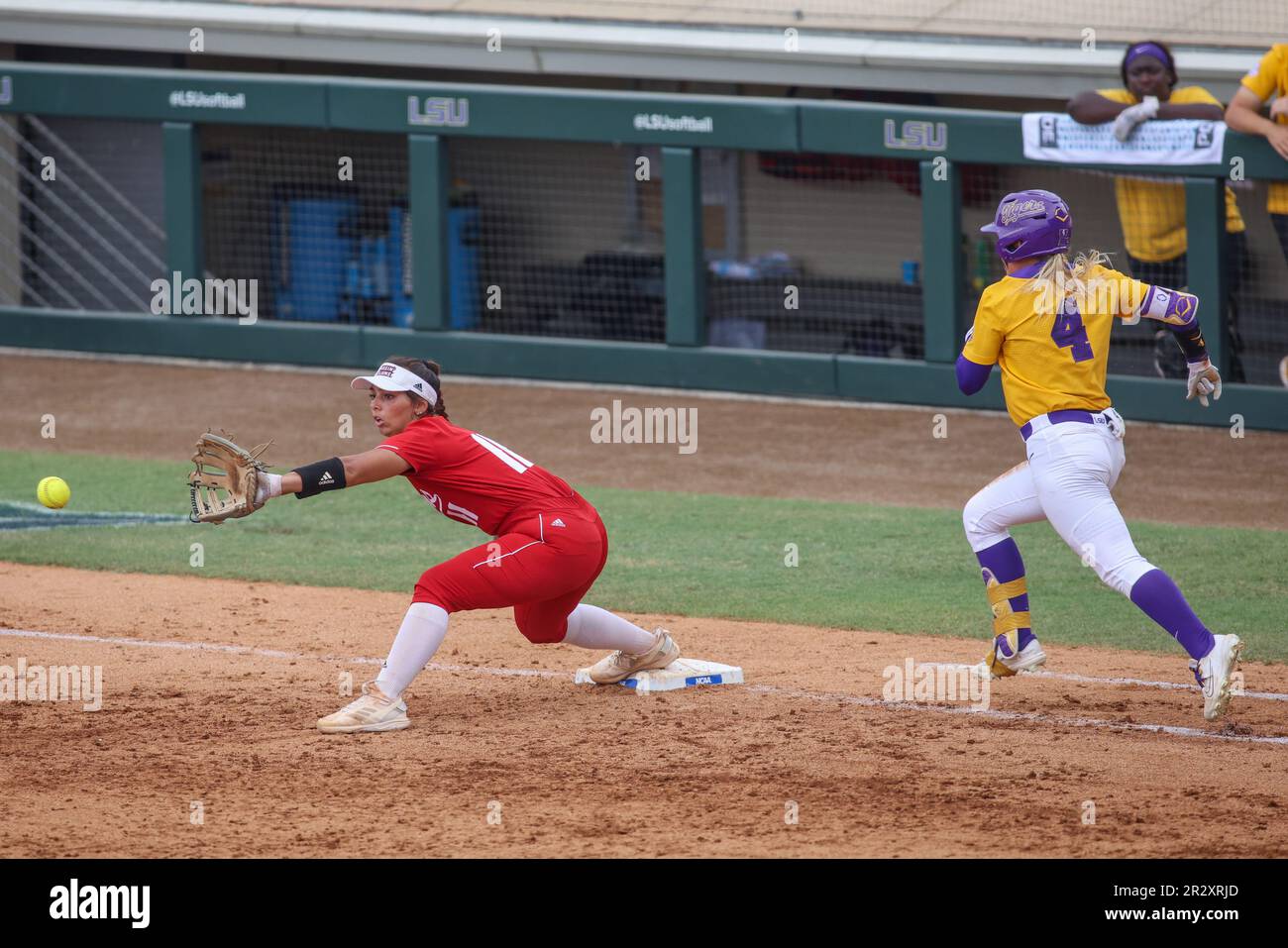 Baton Rouge, LA, USA. 21st May, 2023. LSU's McKenzie Redoutey (4) tries ...