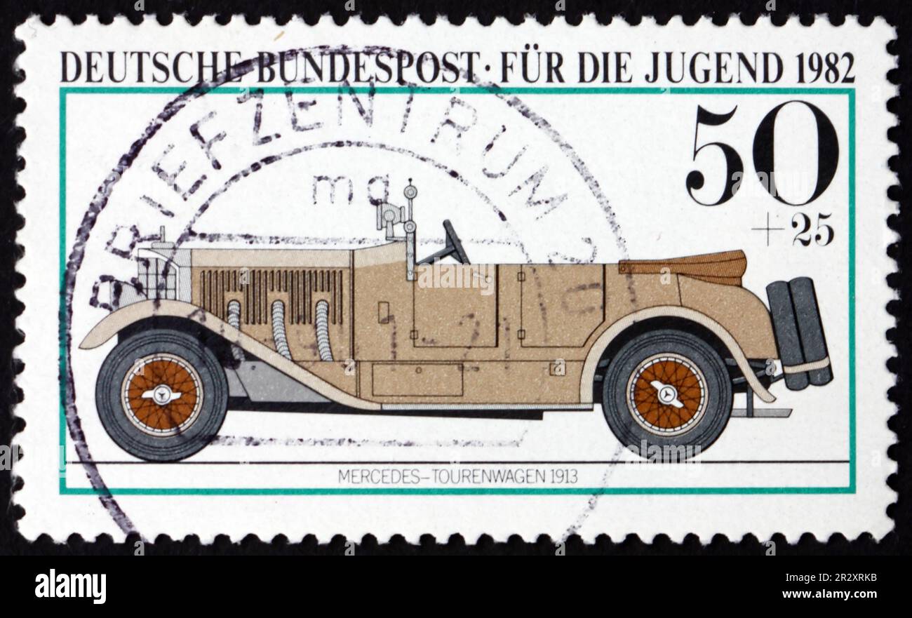 GERMANY - CIRCA 1982: a stamp printed in Germany shows Mercedes, Tour ...