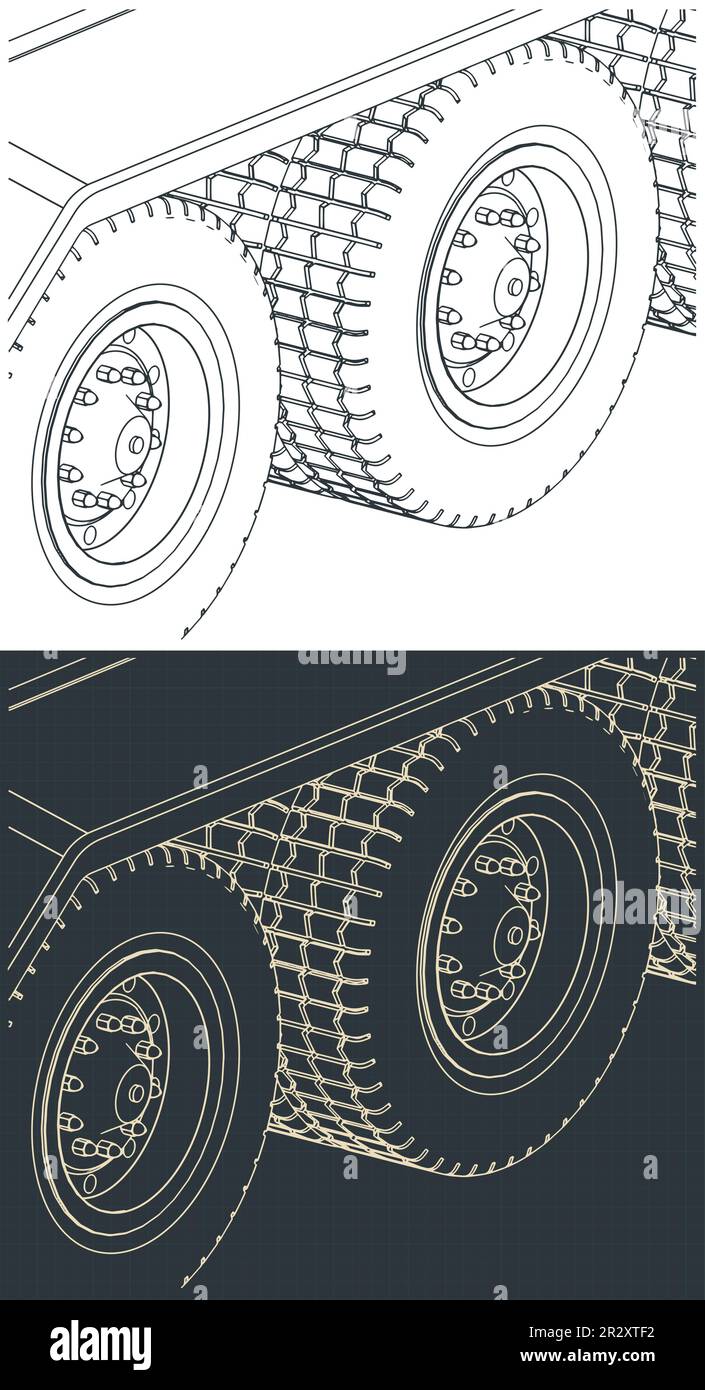 Stylized vector illustration of isometric drawings of the rear axle of ...