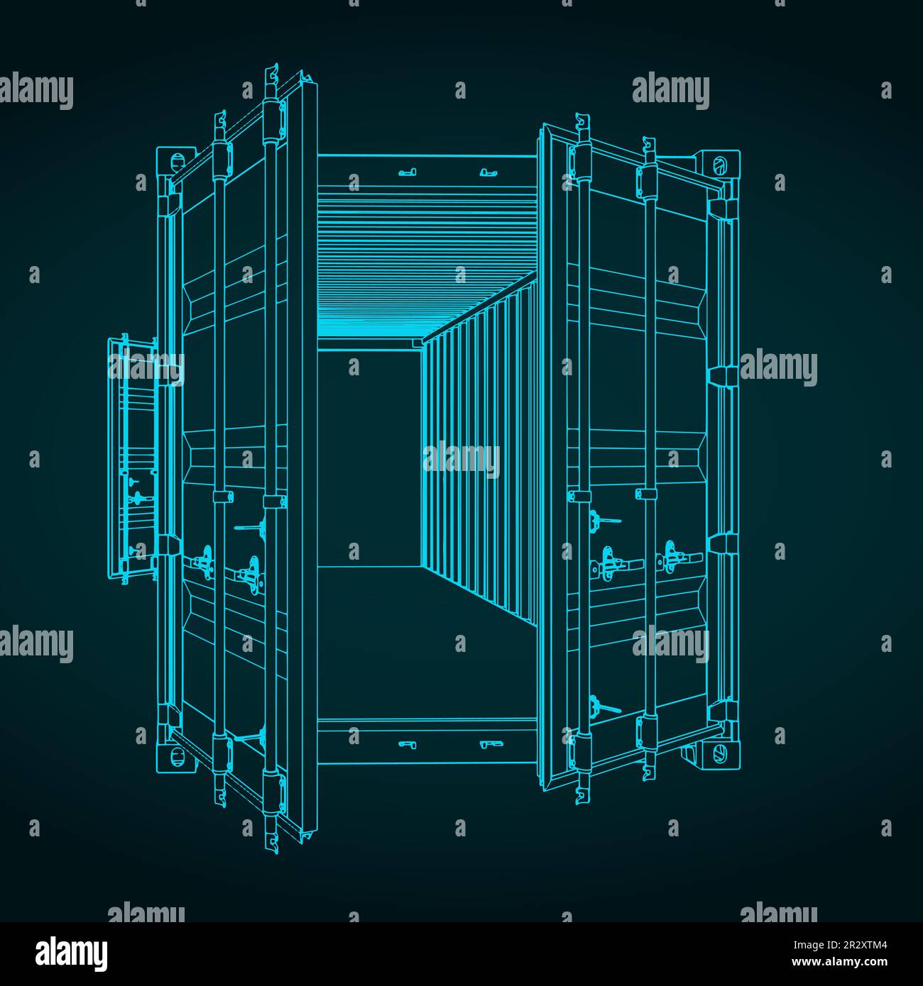 Stylized vector illustration of sketch of a cargo container Stock ...