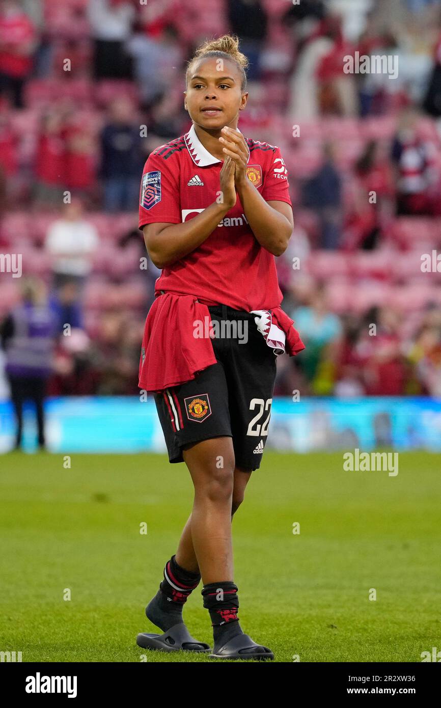 Nikita Parris #22 of Manchester United salutes the fans after the The ...