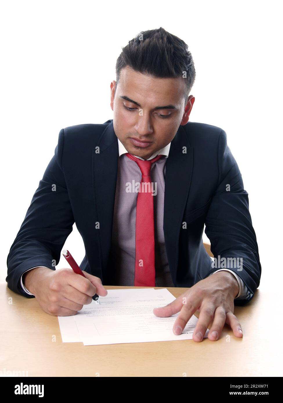 Man in suit and tie signing the contract Stock Photo - Alamy