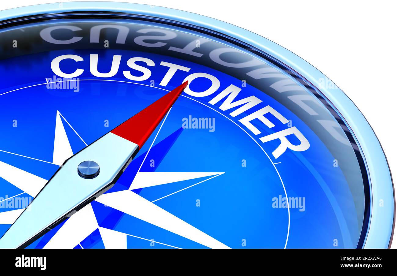 high resolution rendering of a compass with a customer icon Stock Photo ...