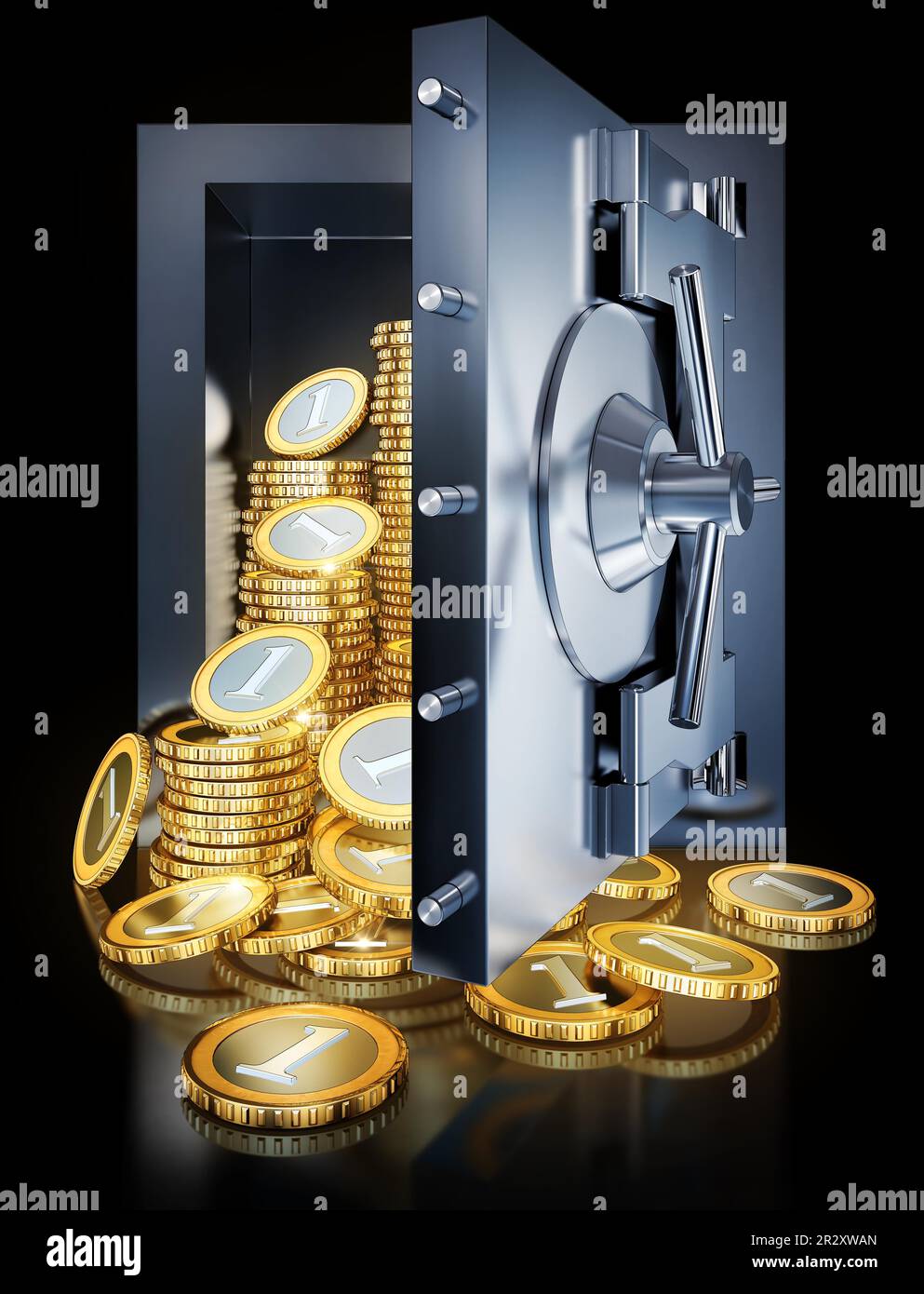 3D rendering of a bank vault in front of a black background Stock Photo ...