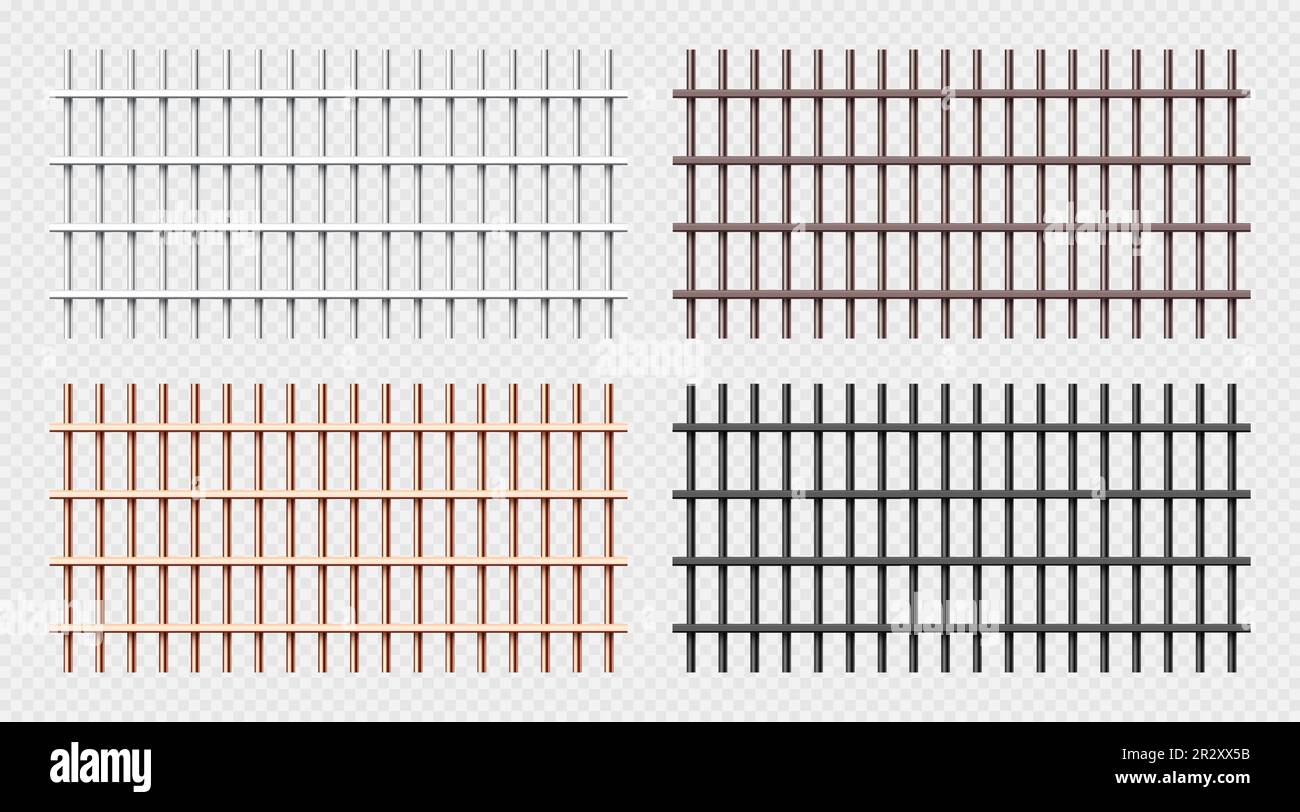 Various shiny metal prison bars collection. Realistic detailed jail ...